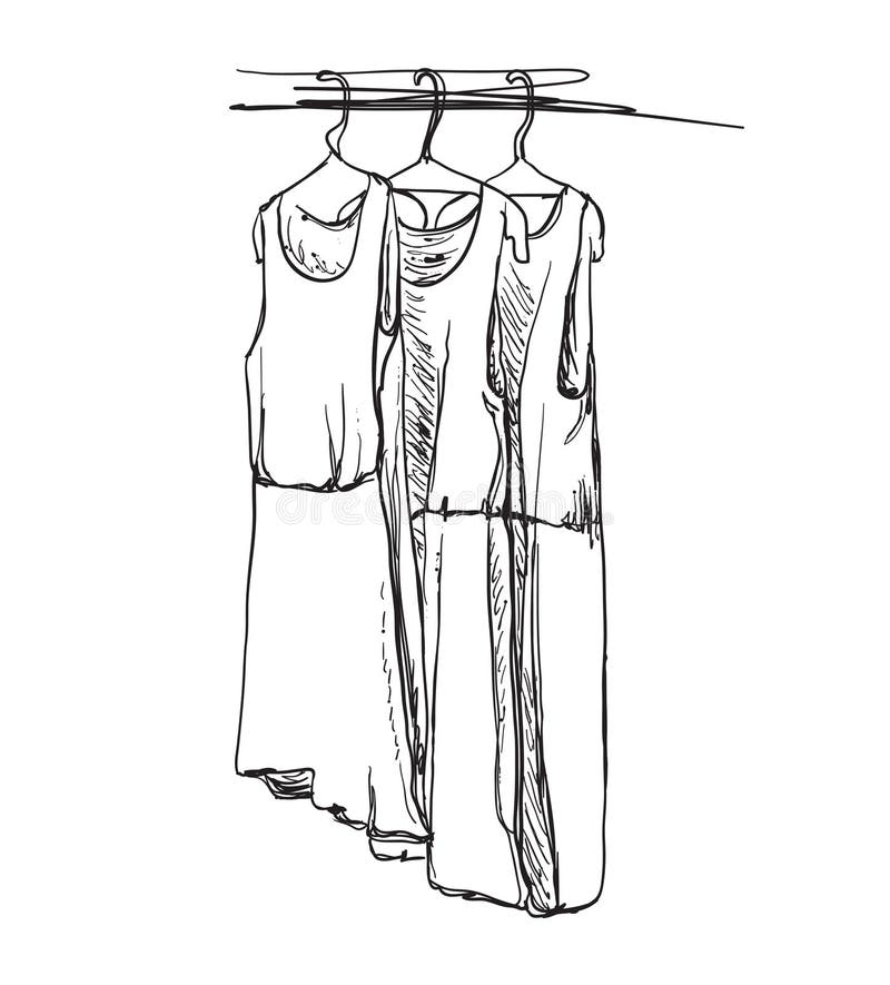 Bosquejo Dibujado Mano Del Guardarropa Ropa Ilustración del Vector ...