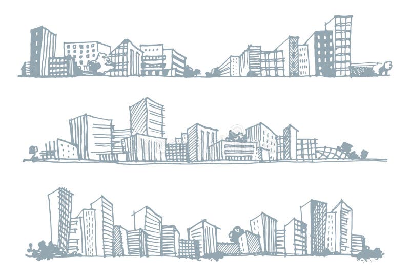 Bosquejos De Los Edificios De La Ciudad Ilustración Del Vector Ilustración del Vector ...