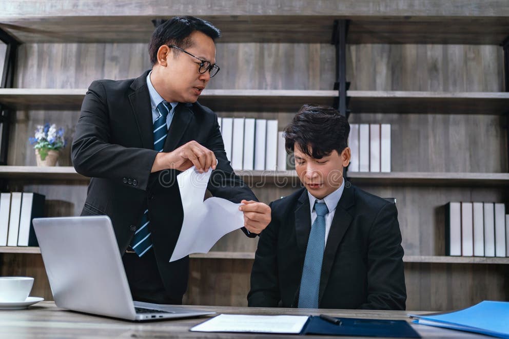 Boss is Angry at Employees for Wrong Work in Office Stock Photo - Image ...
