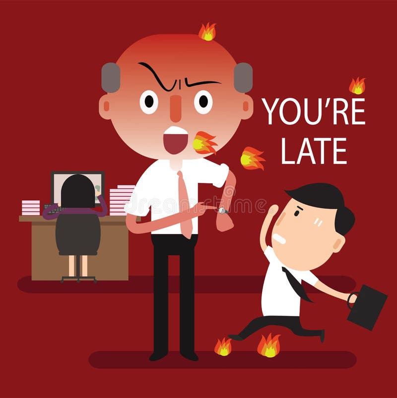 Boss angry you re late stock vector. Illustration of business - 65647163