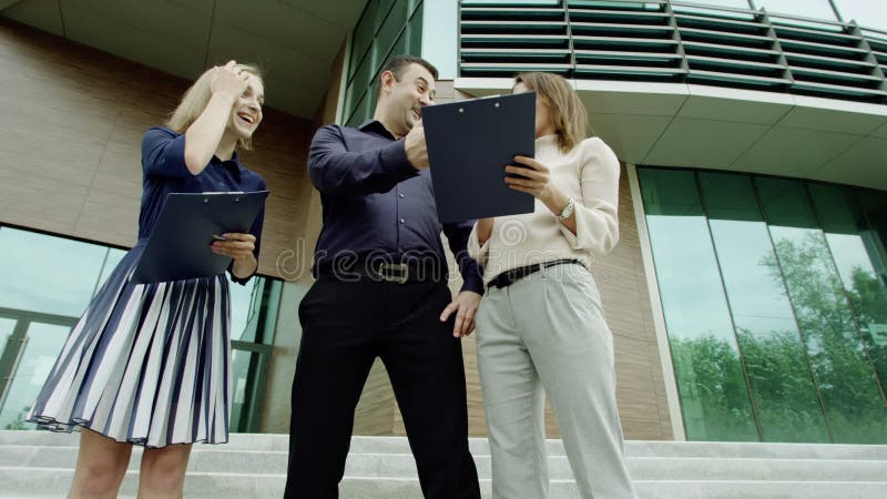 Boss and Assistant Giving High Five Stock Video - Video of office, good ...