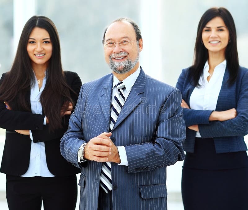 Boss and Business Team on Office Background Stock Image - Image of ...