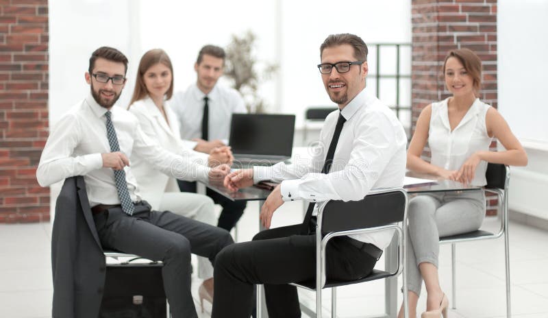 Boss and Business Team Sitting at Their Desk Stock Image - Image of ...