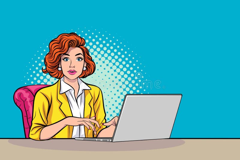 Boss Business Woman Working on the Laptop Computer Stock Vector ...