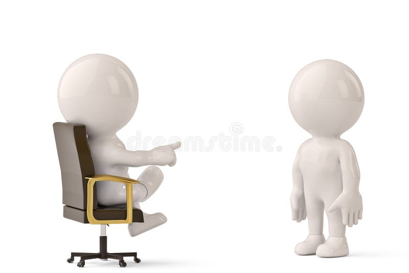 Boss Businessman Character with Employee.3D Illustration. Stock ...