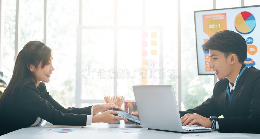 Boss Checking Office Work on Tablet for Contract and Agreement from ...