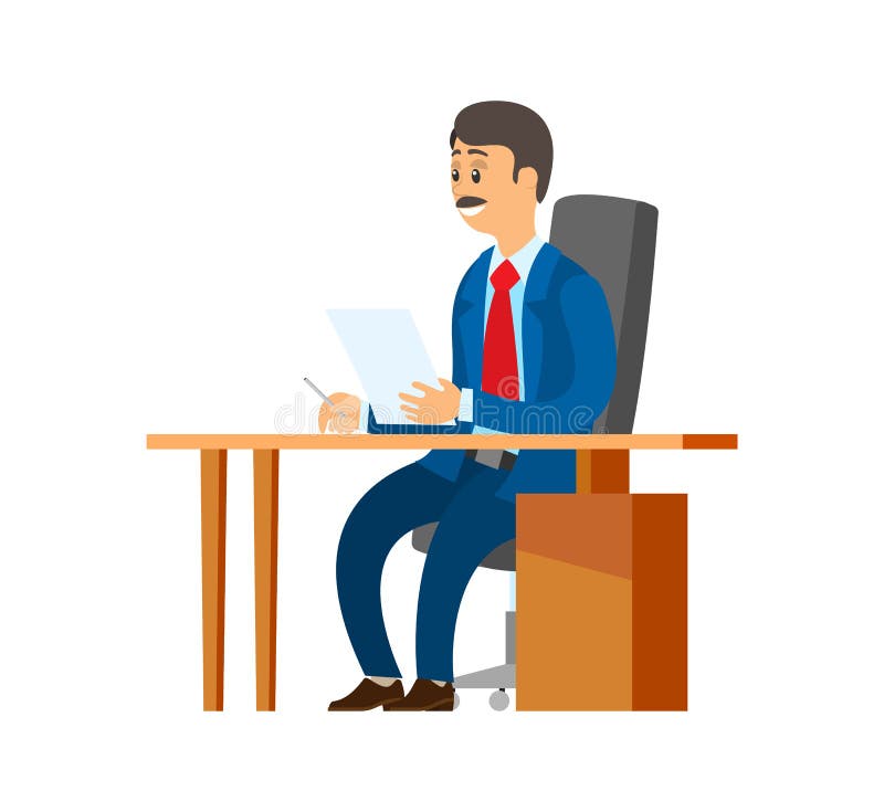 Boss Chief Executive with Pile of Papers in Hands Stock Vector ...