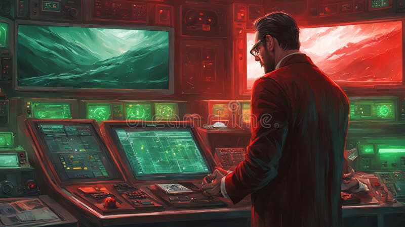 The Boss is Choosing between Red and Green Buttons Inside the Control ...