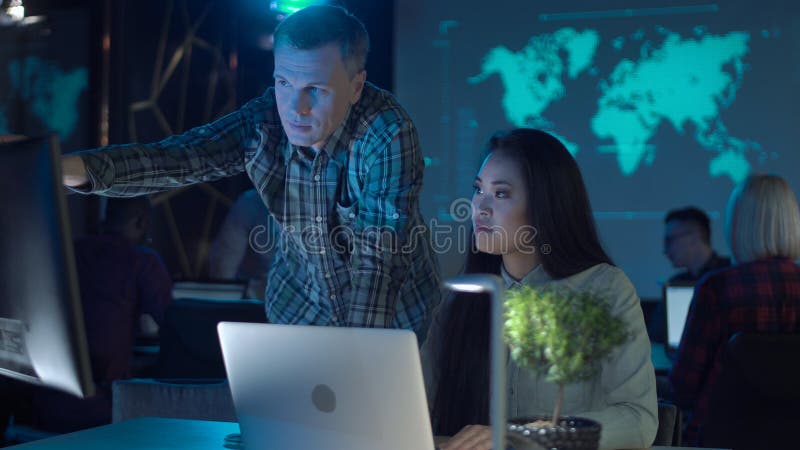 Boss Coming To Worker and Explaining Stock Photo - Image of analysis ...