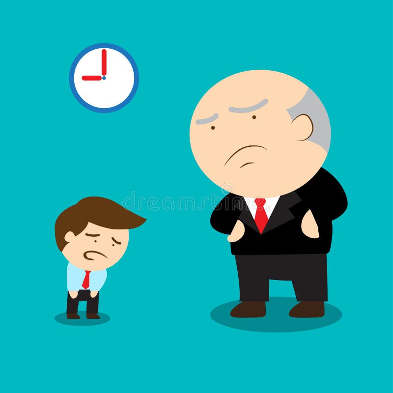 Boss Displeased Employee Come Late on Late Time Stock Vector ...
