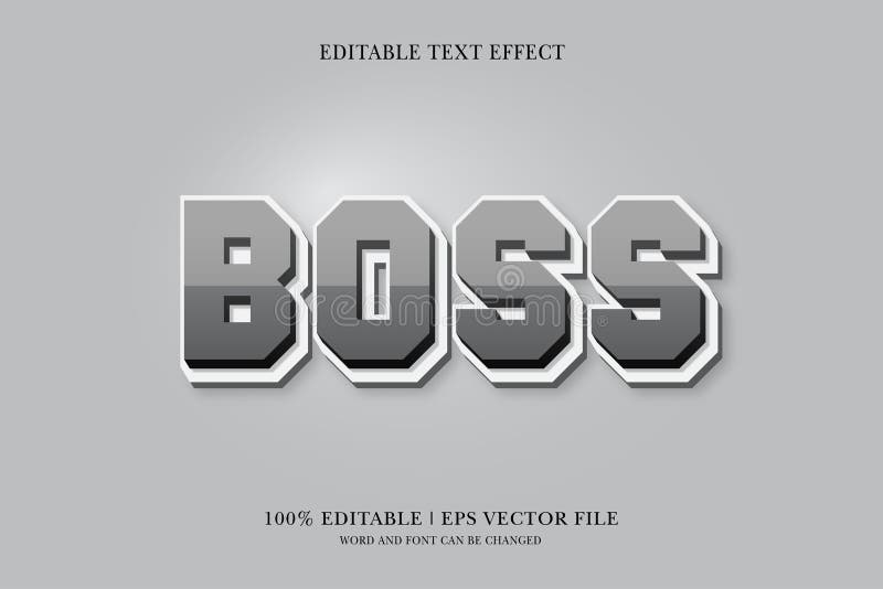 Boss Editable Text Effect with 3d Vector Design Stock Vector ...