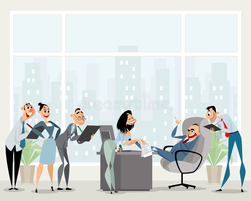 Boss and his employees stock vector. Illustration of communication ...