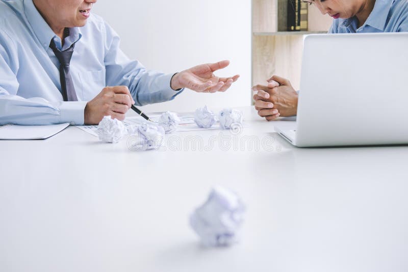 Boss and Executive Team Feeling Stress and Serious of Fail Business ...