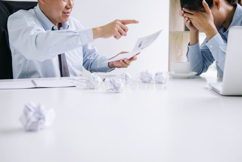 Boss and Executive Team Feeling Stress and Serious of Fail Business ...