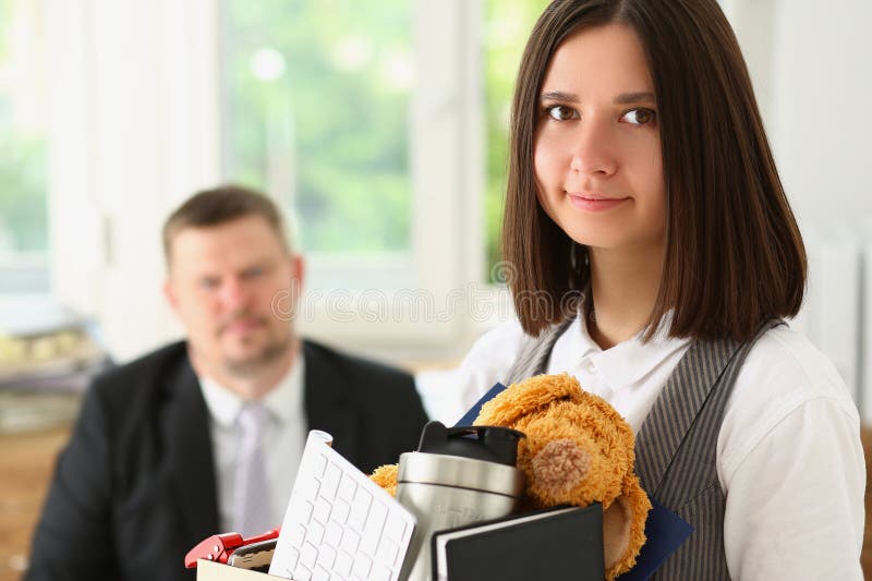 Boss Fires Young Woman from Office Job Stock Photo - Image of table ...