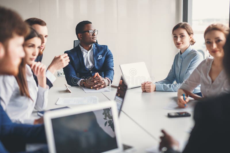 Boss Heading a Business Reunion with Partners Stock Image - Image of ...