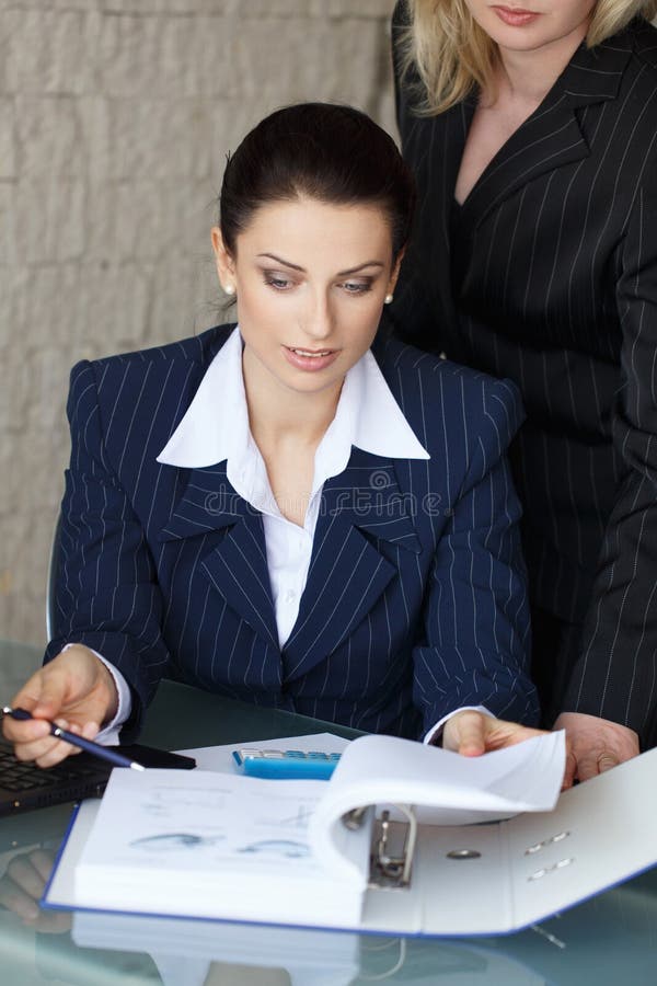 Boss Help To Employee with Catalog Stock Image - Image of mature ...