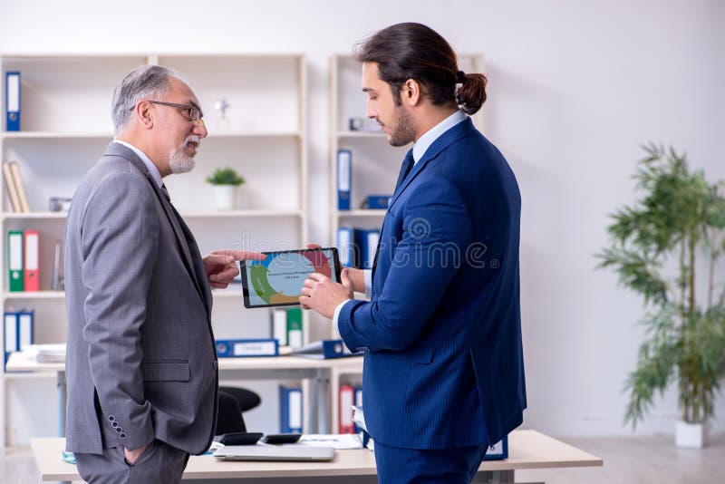 Boss and His Assistant Discussing Company Results Stock Photo - Image ...