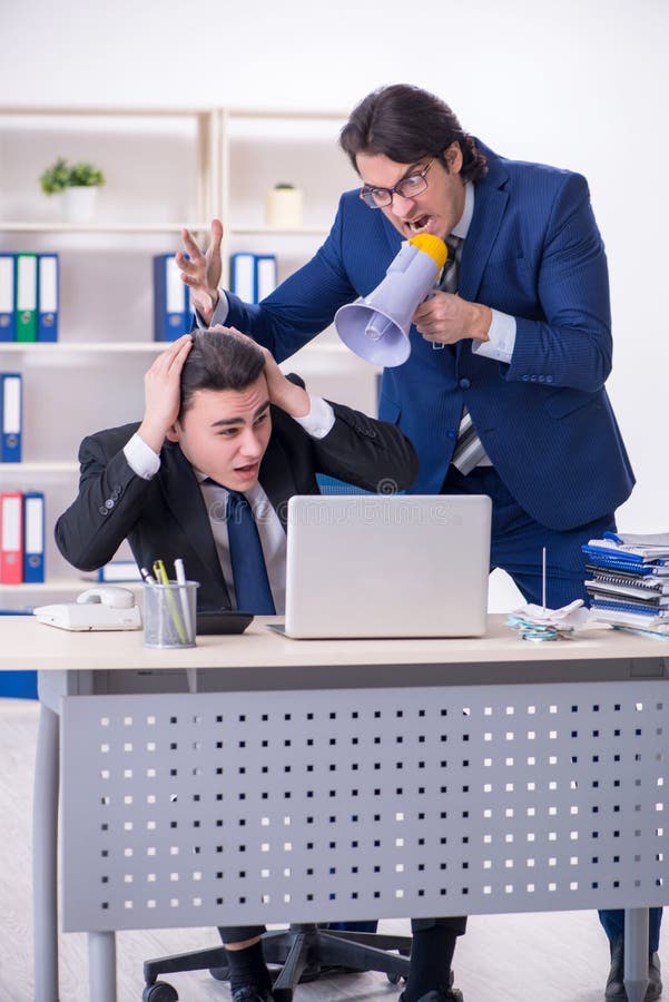 Boss and His Male Assistant Working in the Office Stock Image - Image ...