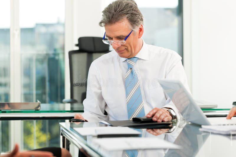 Boss in His Office Checking Emails Stock Image - Image of expert ...