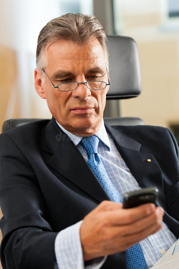 Boss in His Office Checking Emails Stock Image - Image of expert ...