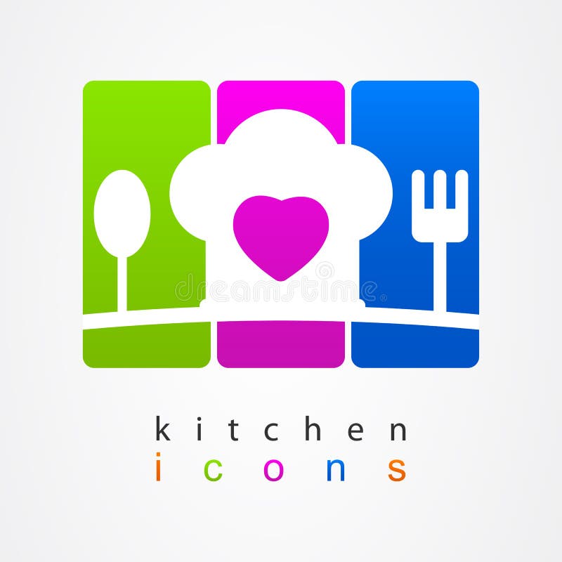 Cook Icon Kitchen Logo Menu Sign Set Stock Vector - Illustration of ...