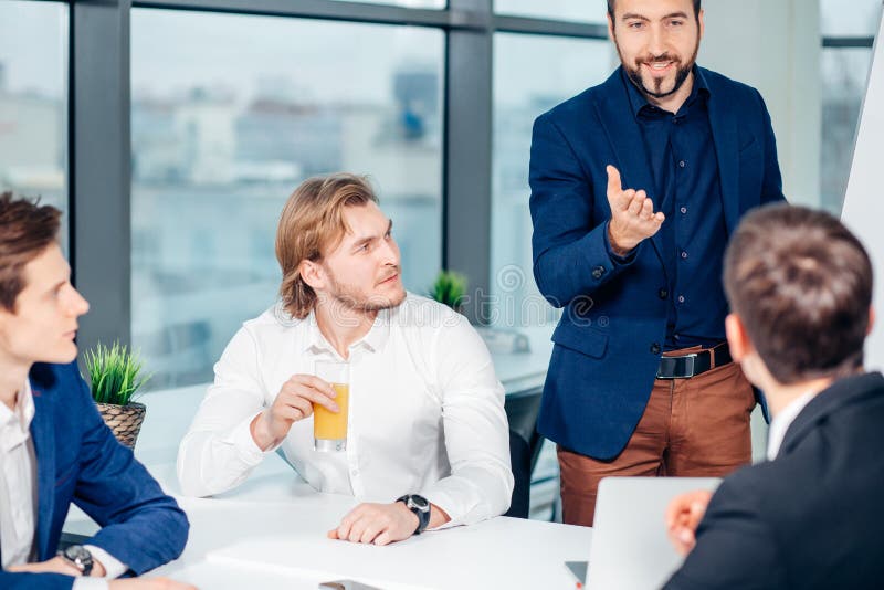 Boss Leader Coaching in Office. on Job Training. Business and Education ...