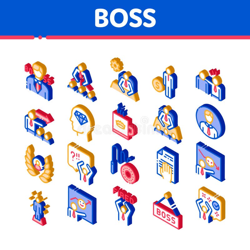 Boss Leader Company Isometric Icons Set Vector Stock Vector ...