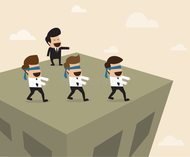 Boss Leads Employees To the Wrong Way Stock Illustration - Illustration ...