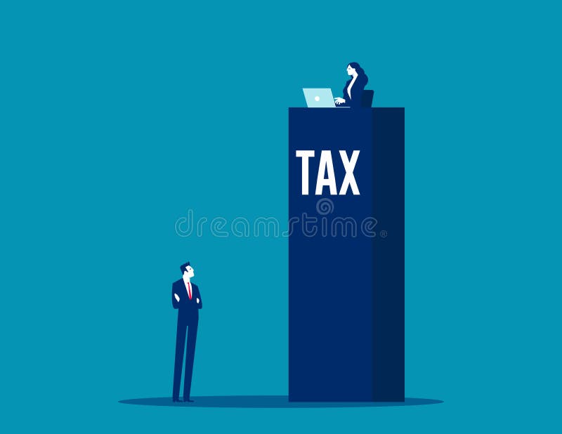 Boss Looking Up for Employee Table Tax. Business Vector Concept Stock ...