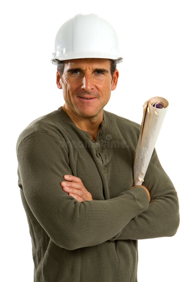Boss Man Blueprints stock image. Image of smiling, industry - 21256661