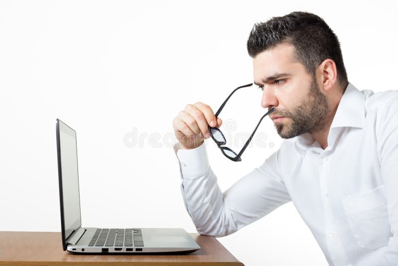 Boss observing laptop stock image. Image of leadership - 37762159