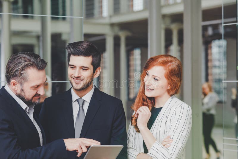 Manager Meeting with Office Workers, Directing Stock Image - Image of ...
