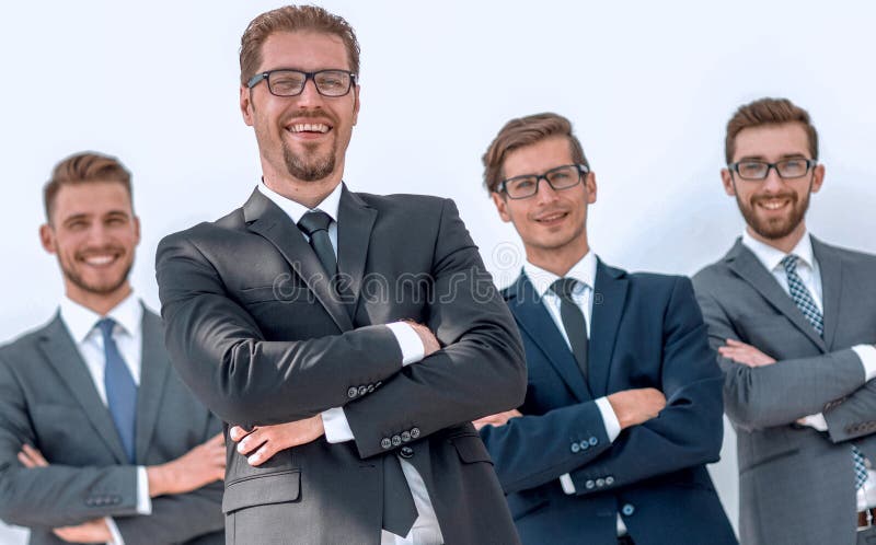Boss and Business Team Sitting at Their Desk Stock Image - Image of ...
