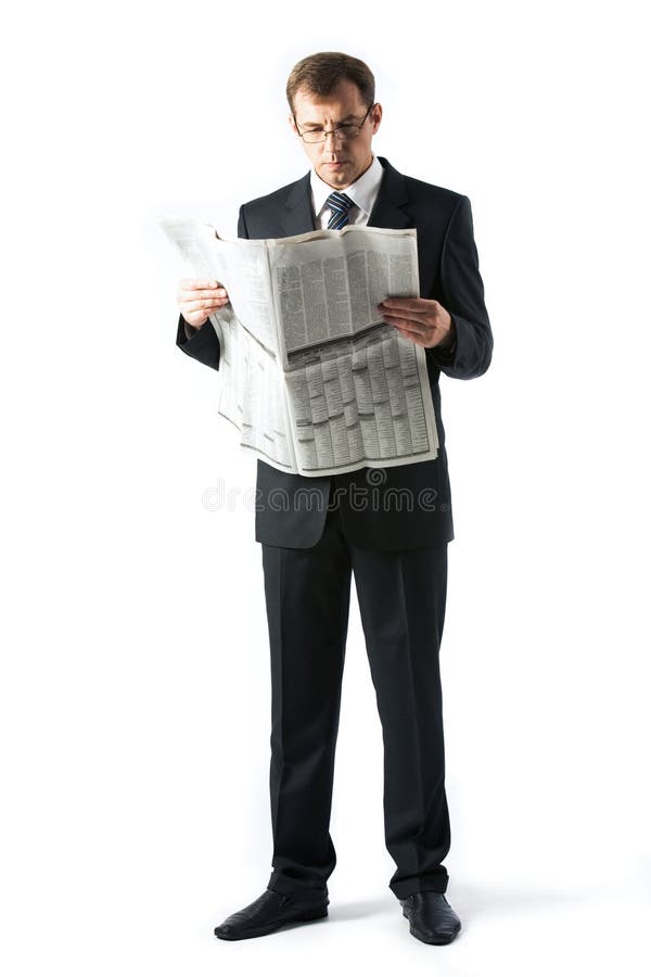 Businessman Reading Newspaper Stock Photo - Image of finance ...