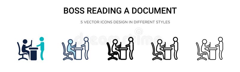 Boss Reading a Document Icon in Filled, Thin Line, Outline and Stroke ...