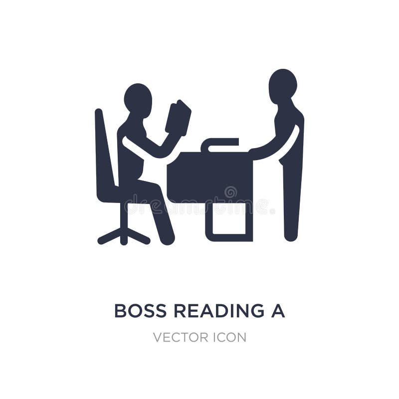 Boss Reading a Document Icon in Trendy Design Style. Boss Reading a ...