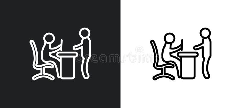Boss Reading a Document Outline Icon in White and Black Colors. Boss ...