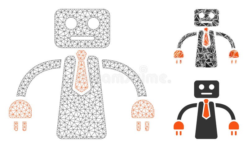 Boss Robot Vector Mesh Carcass Model and Triangle Mosaic Icon Stock ...
