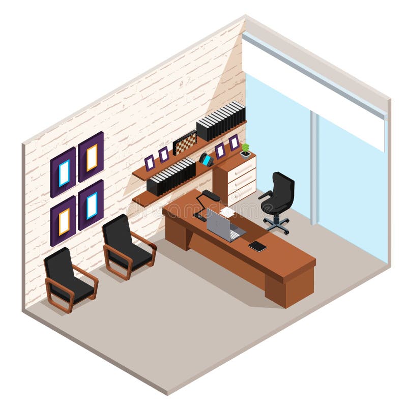 The Boss`s Office, Interior of Office Space Stock Vector - Illustration ...