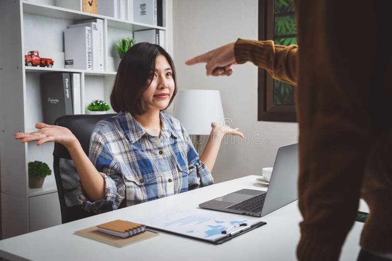 The Boss Scolded the Employees . Stock Photo - Image of company ...