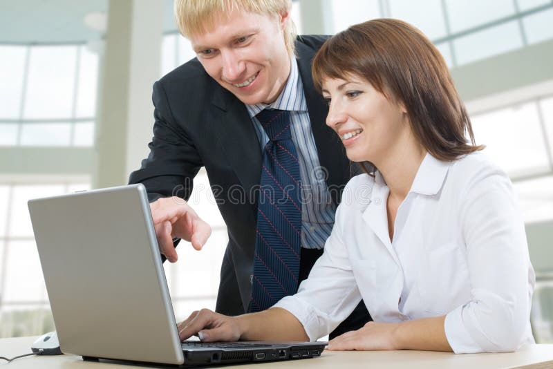 A boss and a secretary stock photo. Image of people, cutting - 7525144