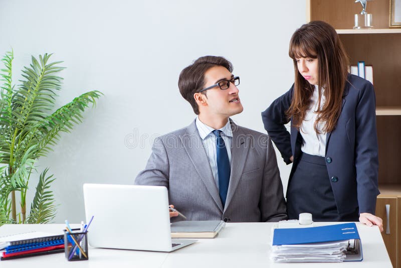 The Boss and Secretary in the Office Stock Image - Image of laptop ...