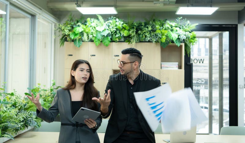 Boss and Secretary with the Stressful Mood of a Failed Job and Angry ...