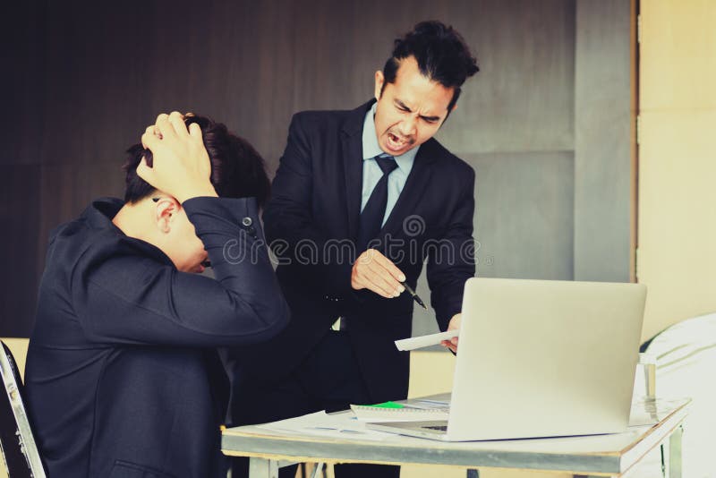 Boss Shouting To Employee while Mistake Working. Stock Image - Image of ...