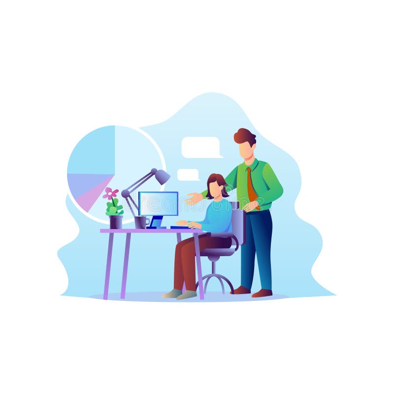 Boss Showing Work To Employee, Office Work, Office Employee Stock ...