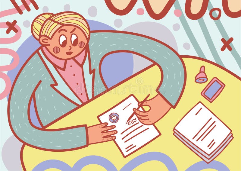 The boss sits at the table stock vector. Illustration of desk - 240886257