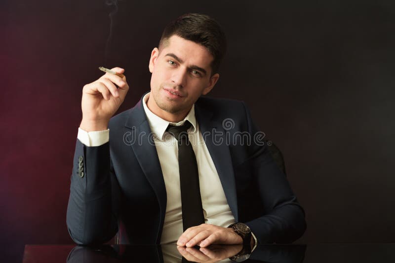 Boss with Smirk Smoking Cigarette Stock Image - Image of bossy ...