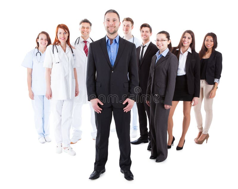 Boss Standing on Front of His Team Stock Photo - Image of people ...