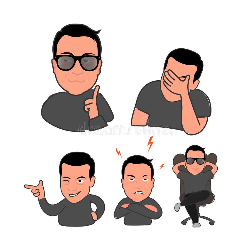 Boss Stickers Pack. a Boss with Different Emotions. Isolated. Vector ...